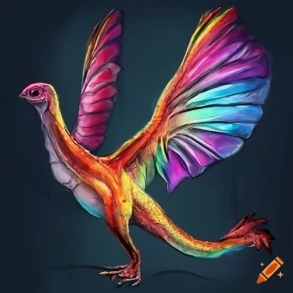 Gigantic flying alien lizard bird monster with 4 winged webbed feet in ...