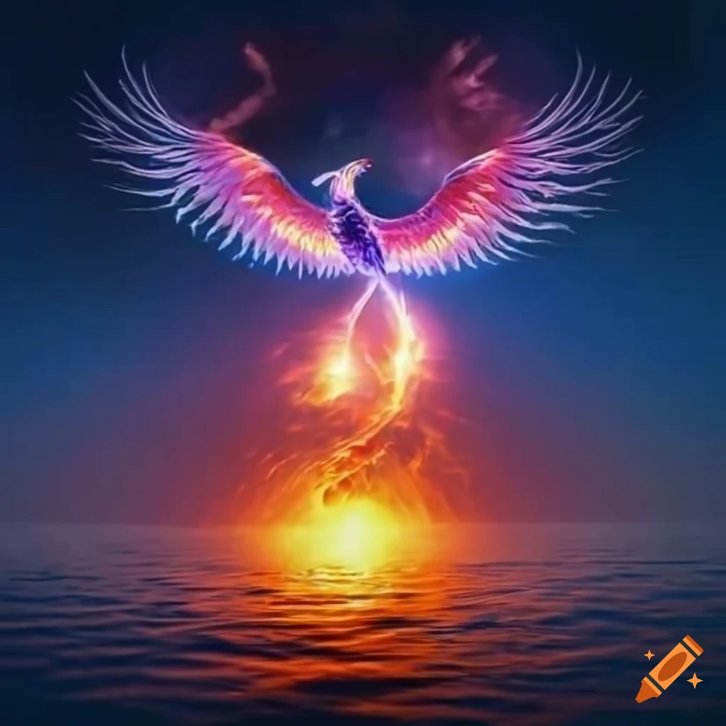 Majestic phoenix soaring with energy sphere in the sky on Craiyon