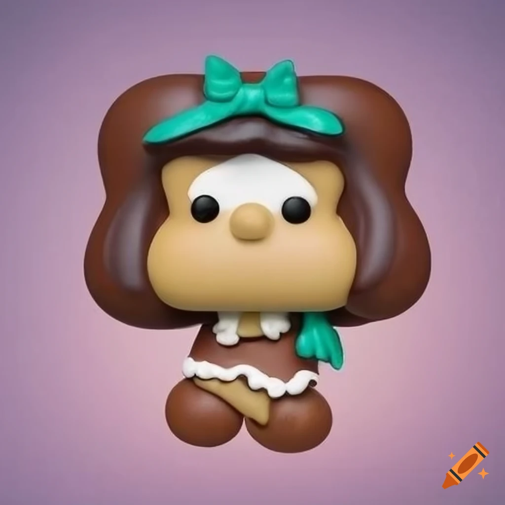 Funko pop gingerbread Mafalda figurine jumping around cookies on Craiyon