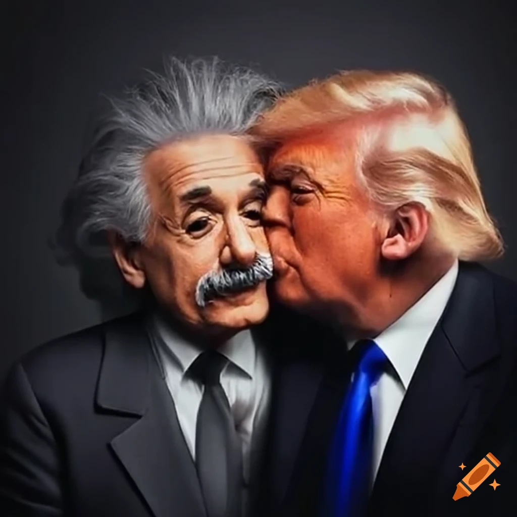 Donald trump and albert einstein in a humorous situation on Craiyon