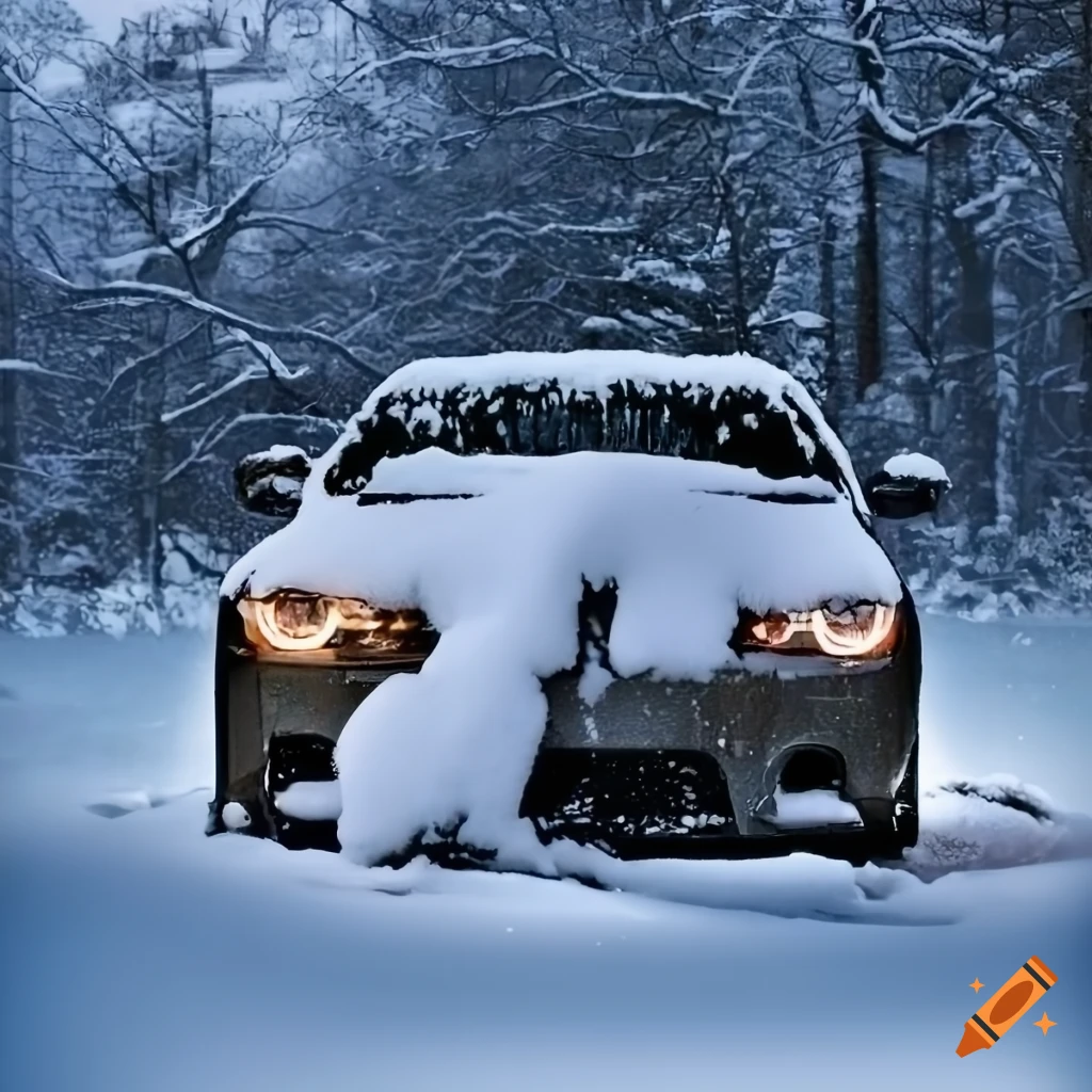 Bmw m3 2010 covered in snow on Craiyon