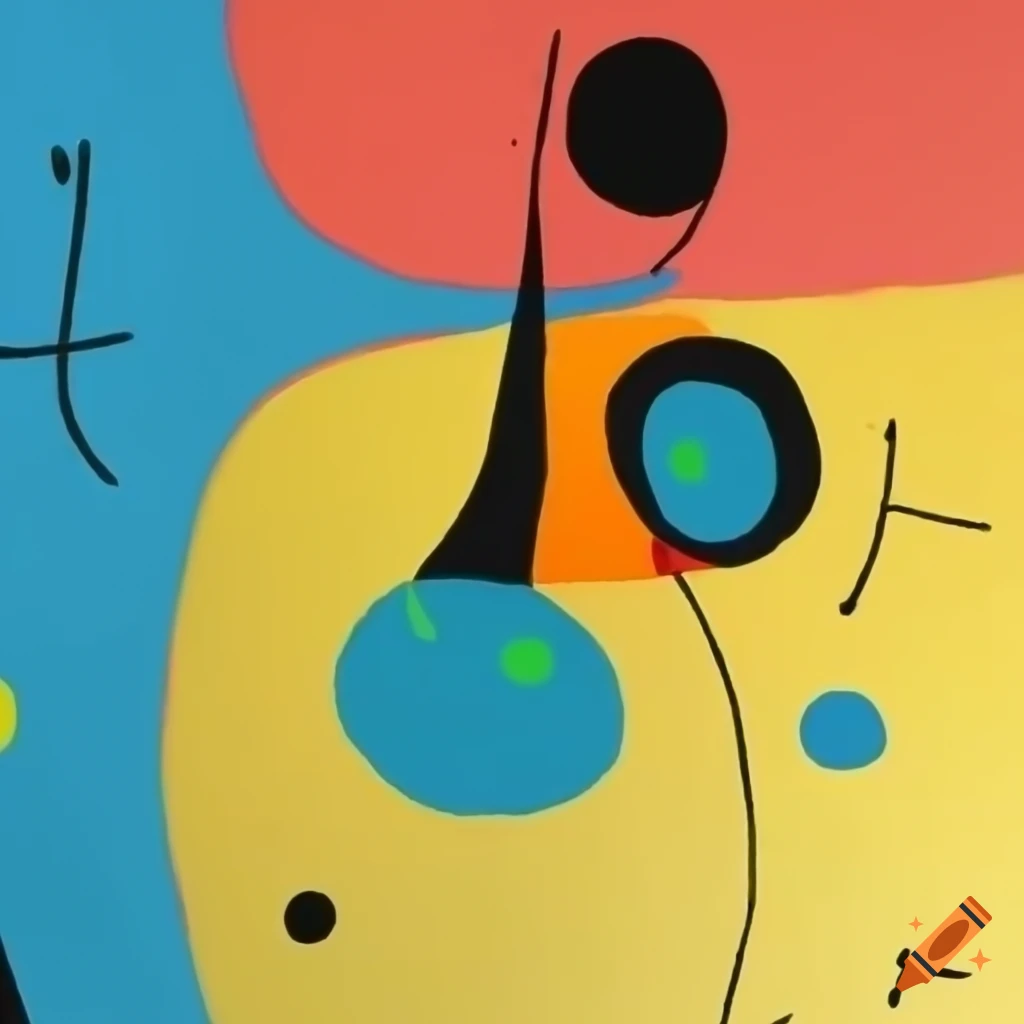 Miro painting with varied textures and drop shadows on Craiyon
