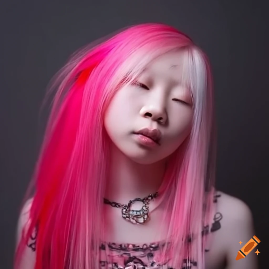 Asian Girl With Albinism And Emo Hairstyle On Craiyon