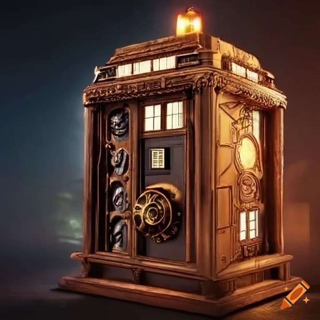 Steampunk-inspired tardis time machine from doctor who on Craiyon