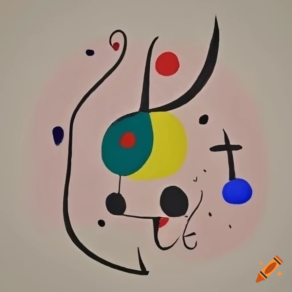 Abstract textured painting with drop shadows in Miro style on Craiyon