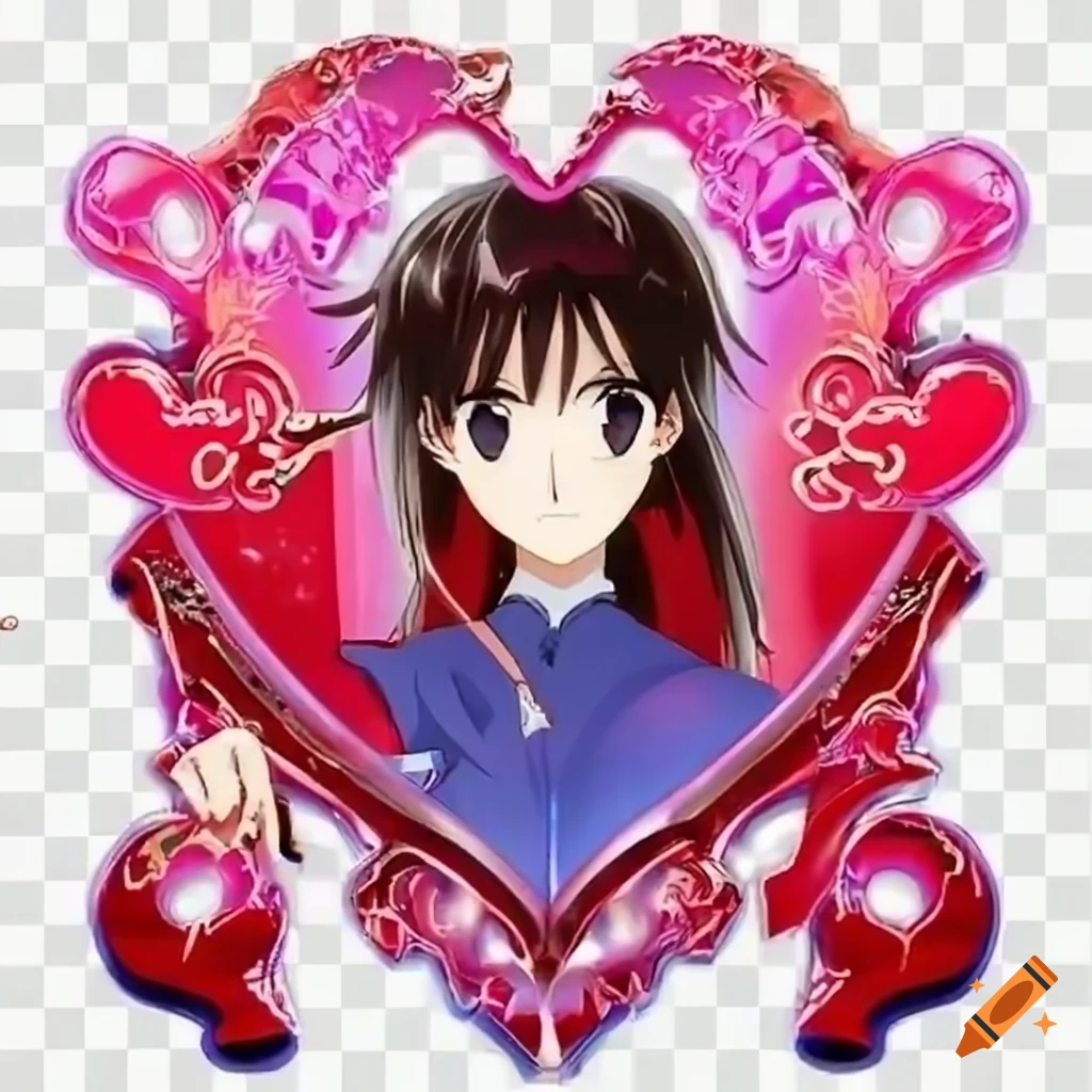 Shiny 3D heart with dazzling anime style and Japanese text from the ...