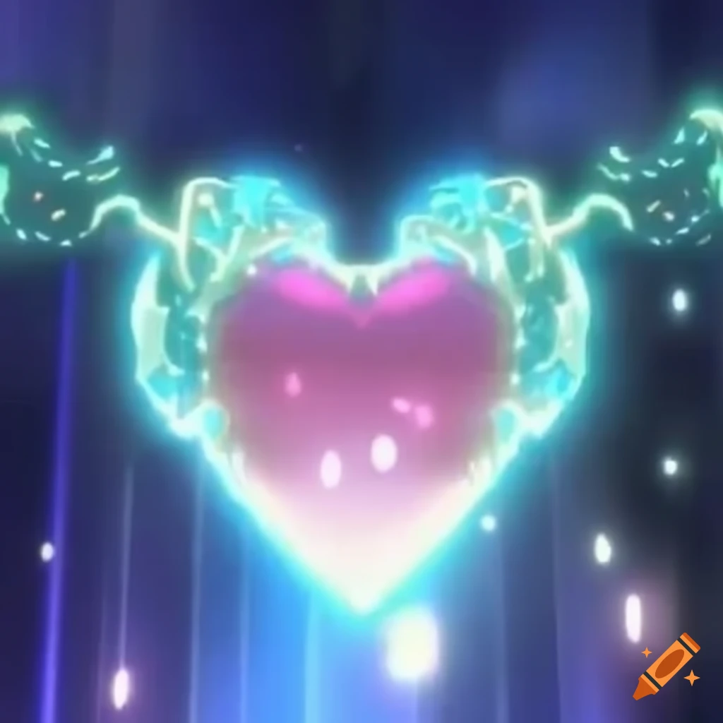 Shiny 3D dazzling heart with Japanese text in anime style on Craiyon