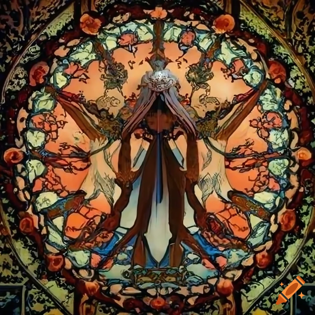 Stave Carvings style artwork with cinematic Mech battle in Sweden ...