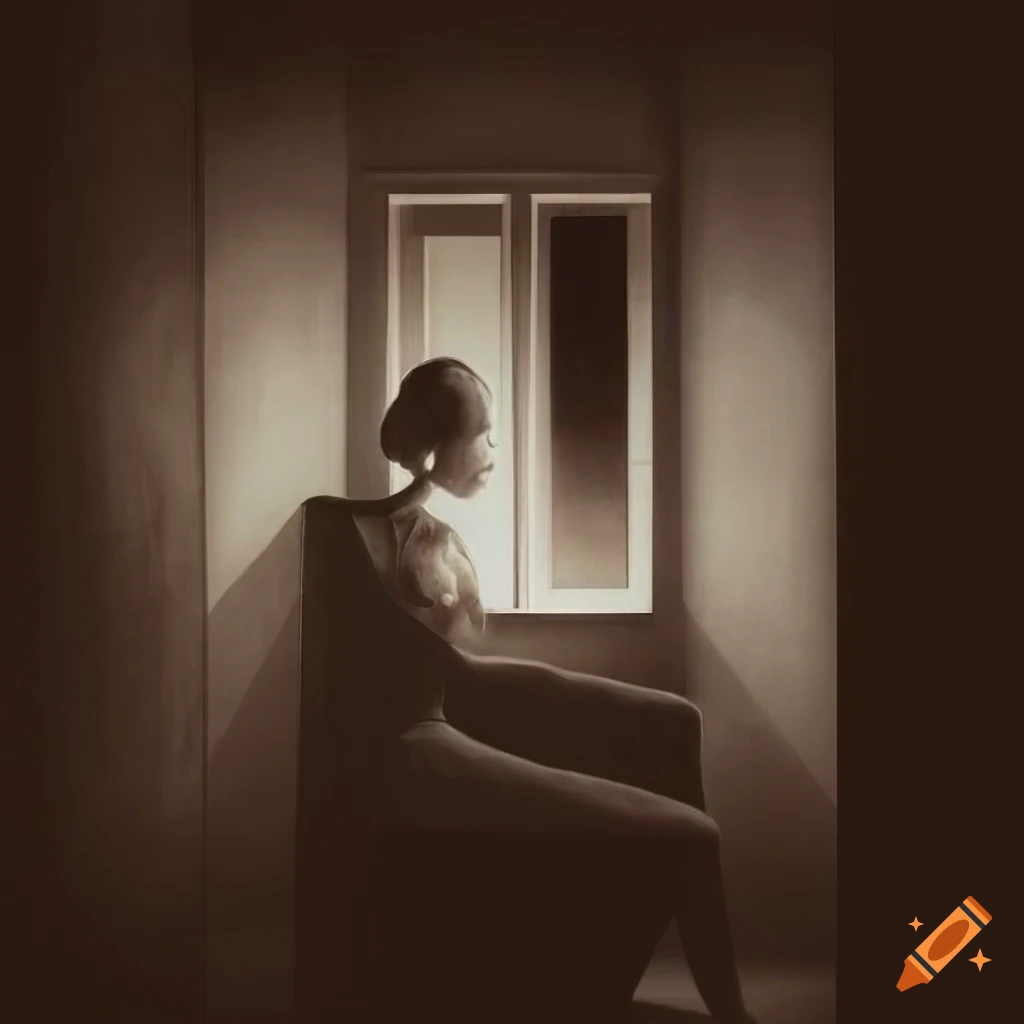 Retro 1950s surrealist graphic art with windows and surreal sky on Craiyon