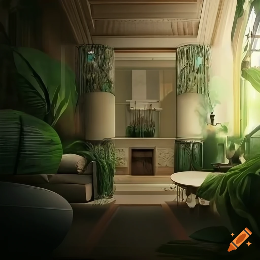 Big, beautiful botanical mansion with minimalistic futuristic interior ...