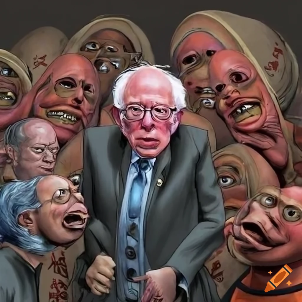 Bernie Sanders surrounded by intestines and filth in surreal comic art ...