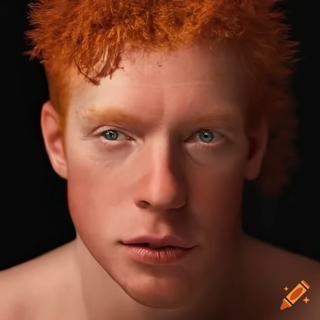 Portrait of a red-haired man with loving eyes on Craiyon