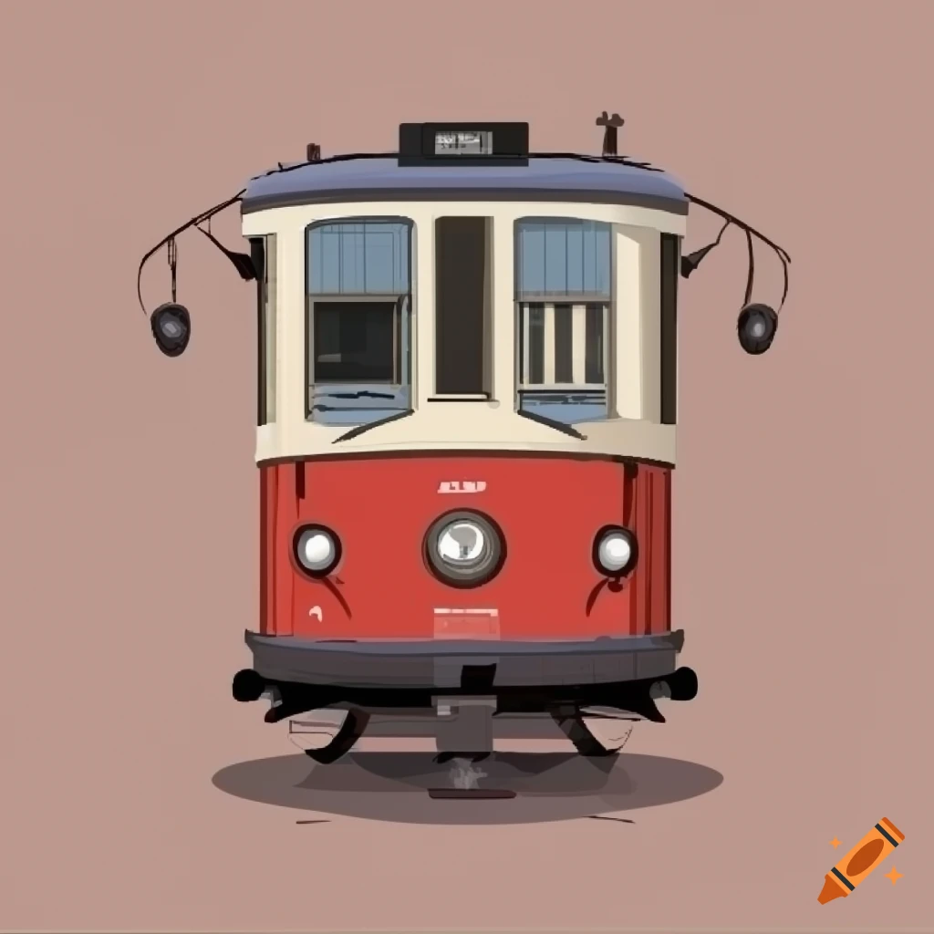 Intricately designed classic european tram illustration with vivid ...