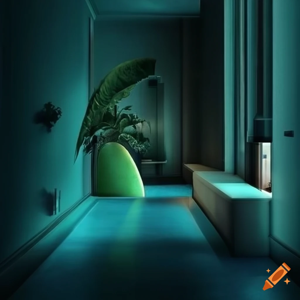 Interior of a big, beautiful, botanical mansion with minimalistic ...