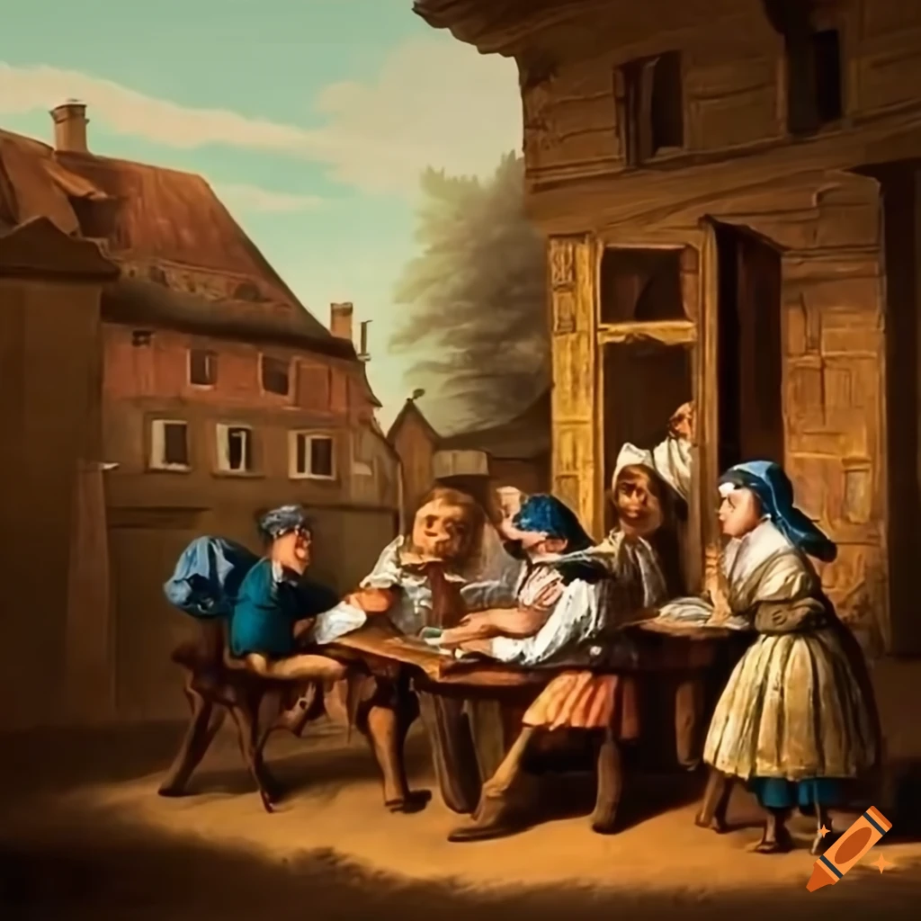 17th Century Villagers Having A Meeting In A Building On Craiyon