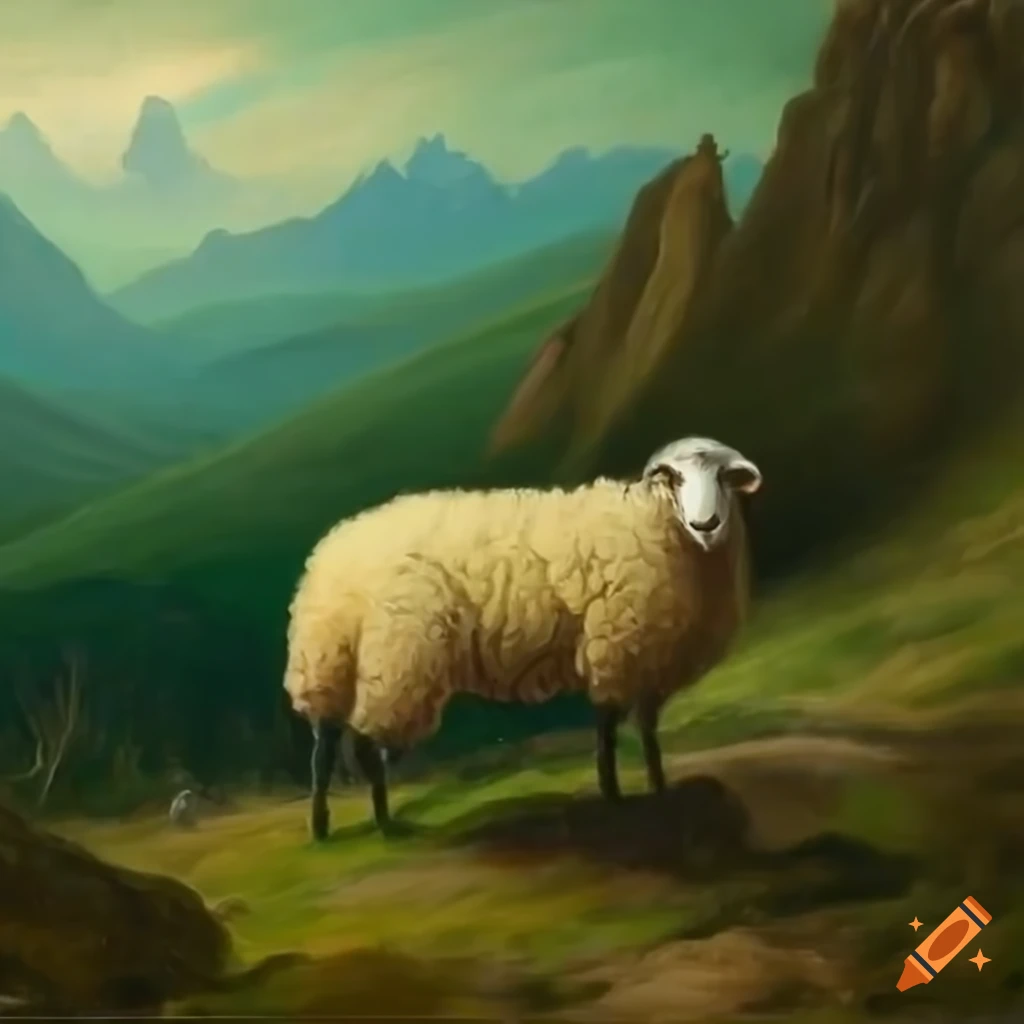 Sheep with a silver sceptre casting lightning magic against a backdrop ...