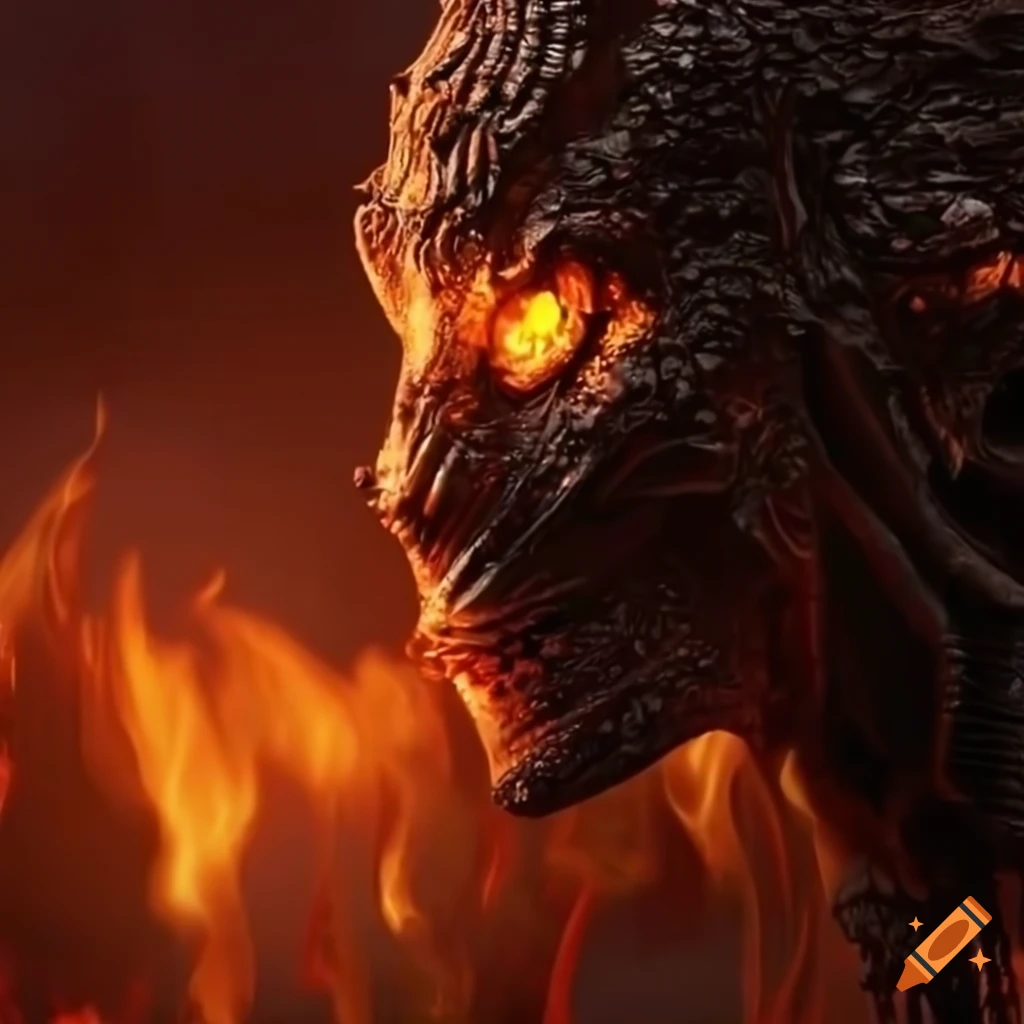 Fairytale metal monster breathing fire in stunning 8K detail on Craiyon