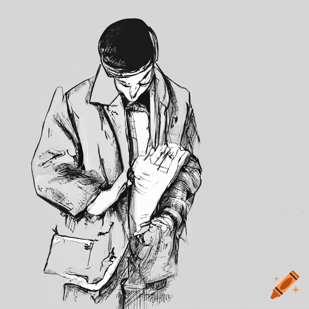 Person checking coat pocket in dimly lit room on Craiyon