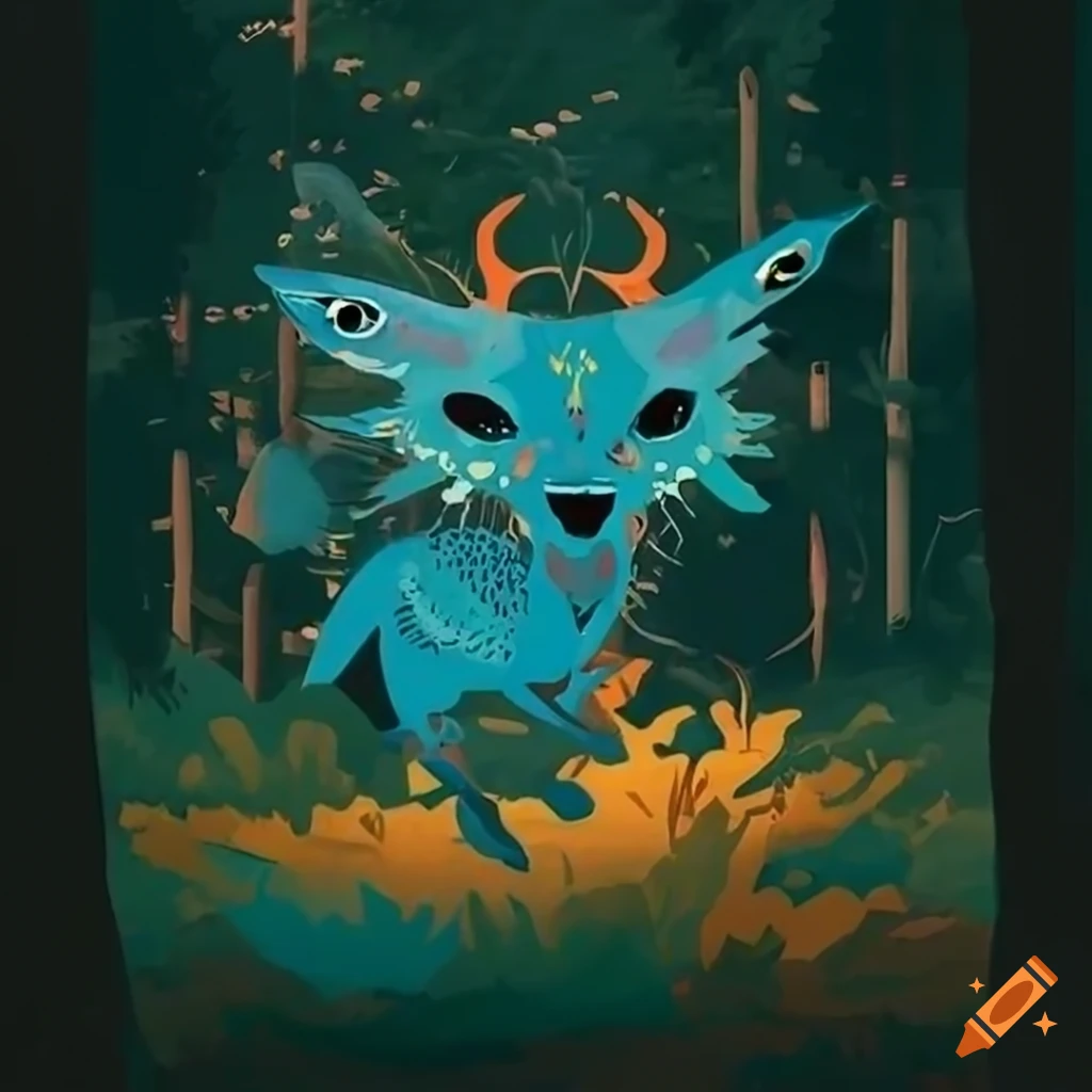 Salish spirit animals in woodland scene with sharp focus and color ...