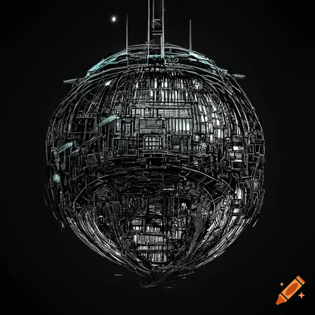 Megastructure Architecture Ball Under A Full Moon In Sci Fi Style On
