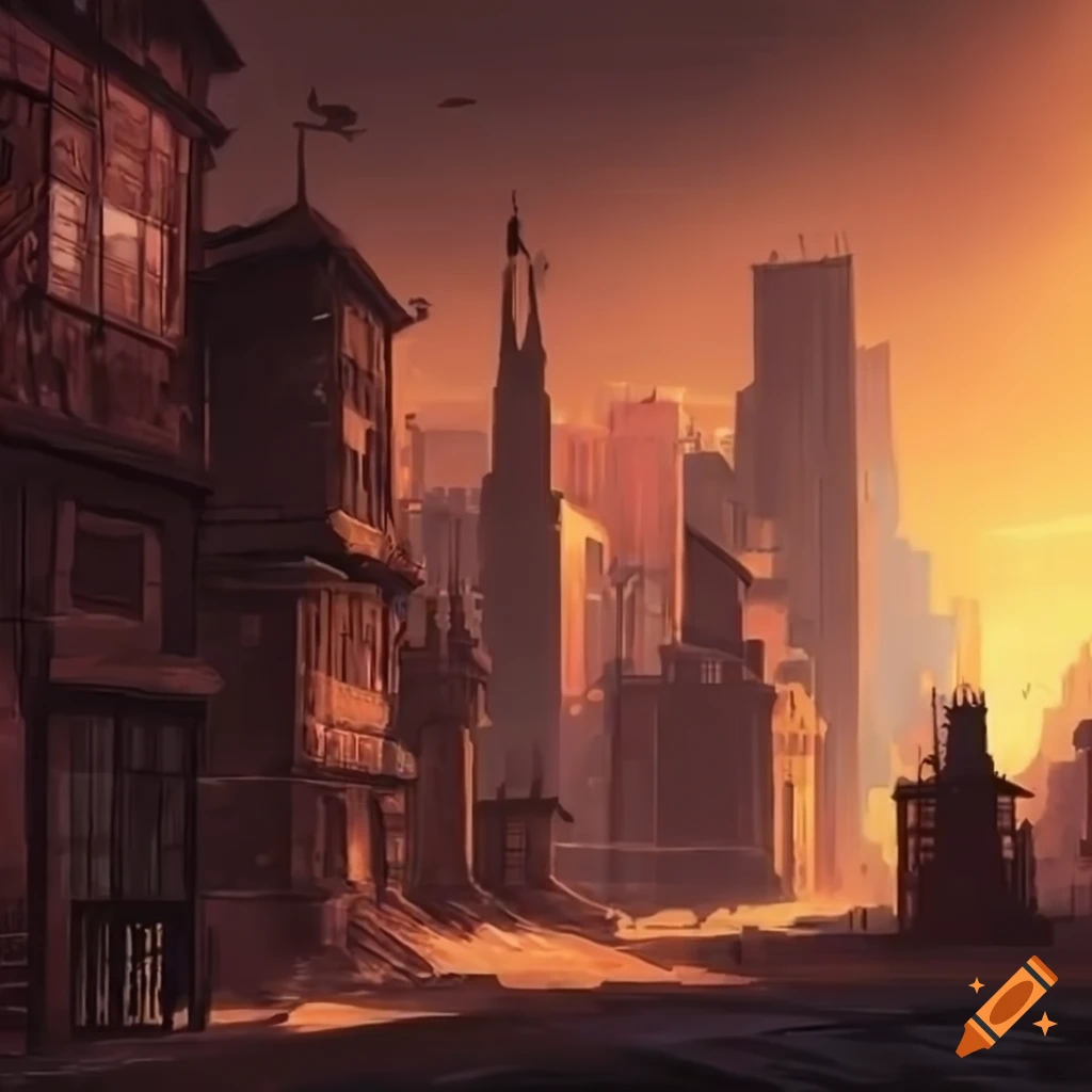 Ultra high resolution artwork of a baked bread city with crispy crust ...