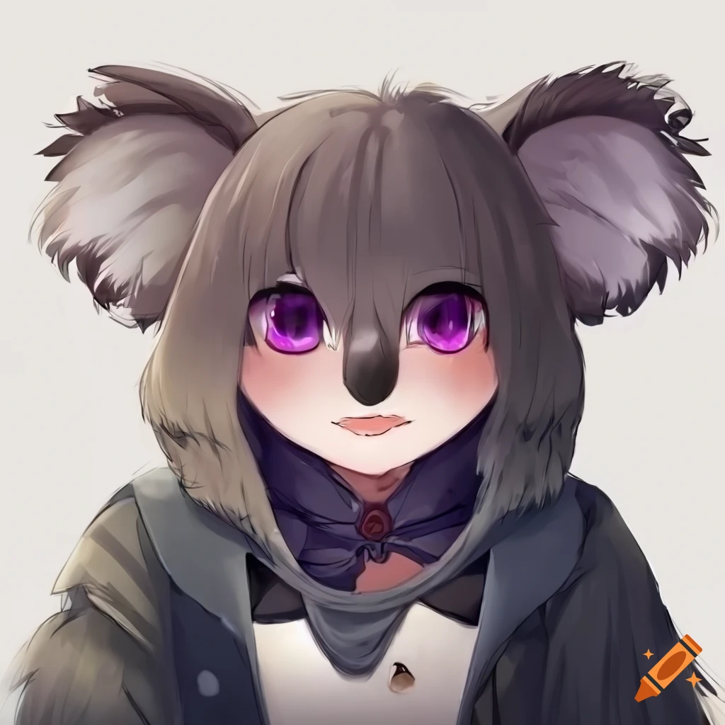 Anthropomorphic koala vtuber character on Craiyon