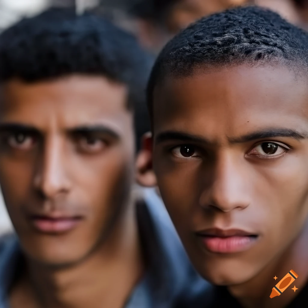 Group of men with Arabic features talking in a town square on Craiyon