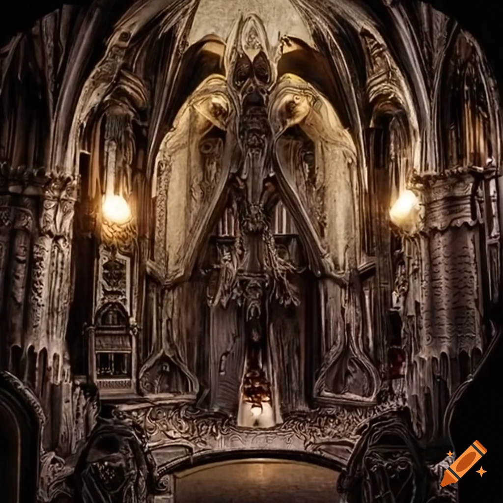 H. R. Giger designs for Sleeping Beauty castle on Craiyon