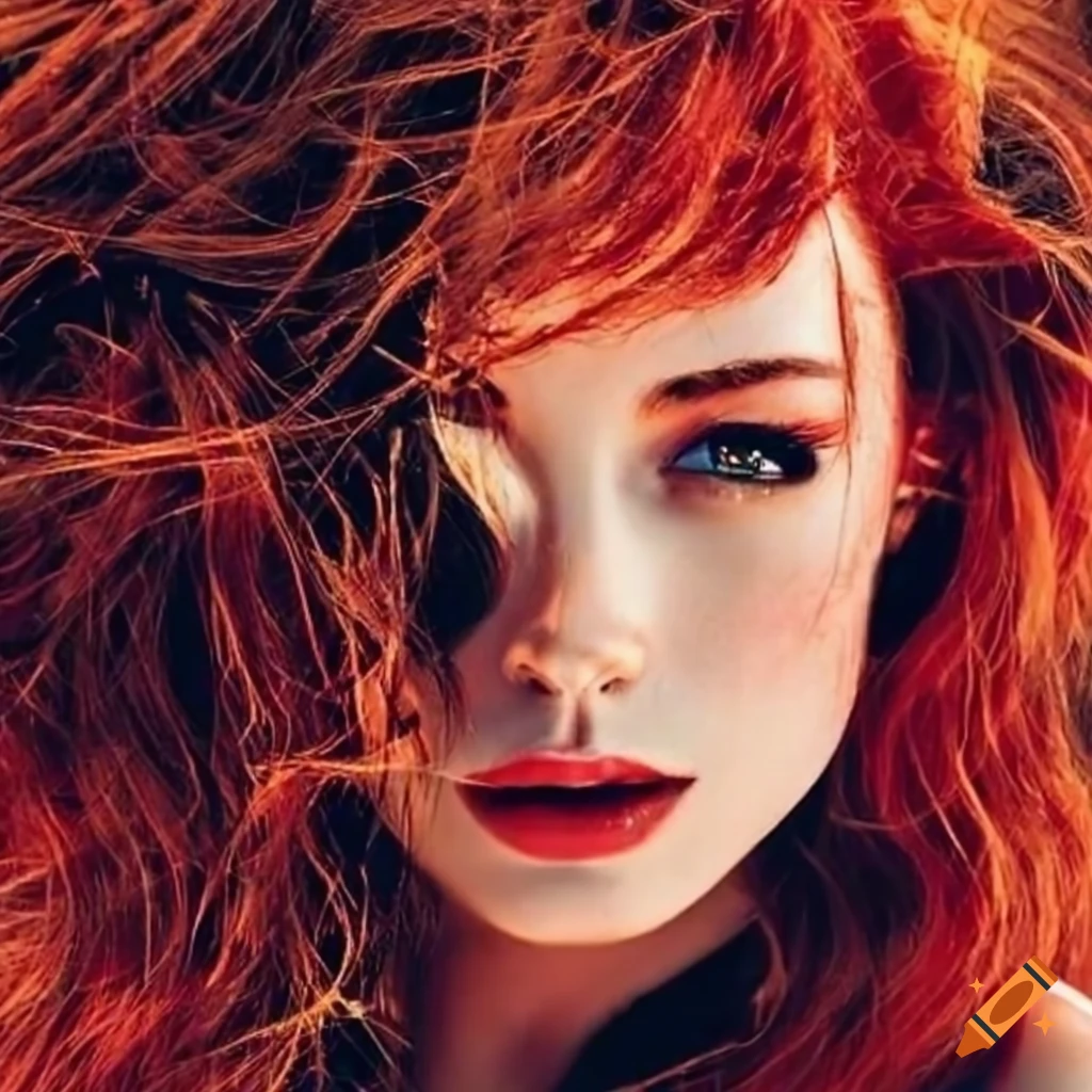 Red-haired musician playing on a radio on Craiyon