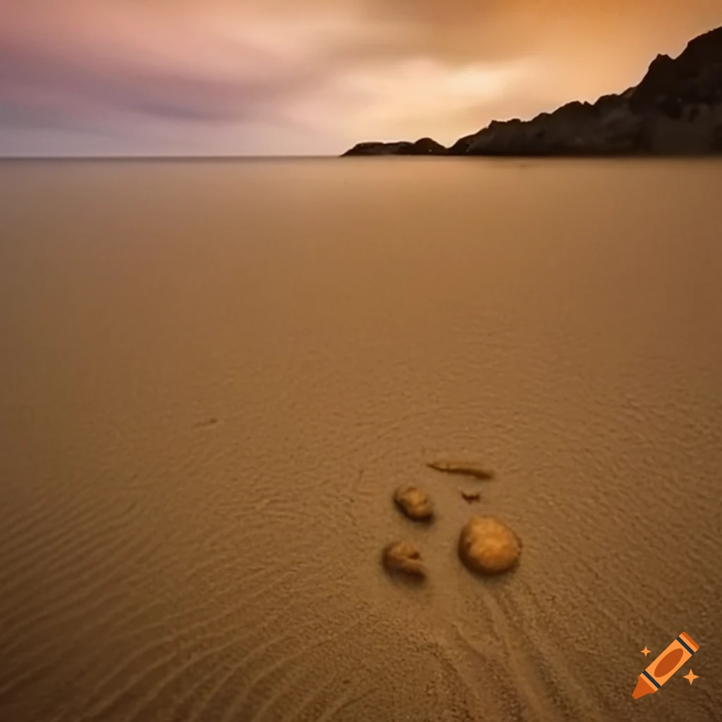 Sand ecosystem under a cloudy sky with small parasites and acid rain on ...