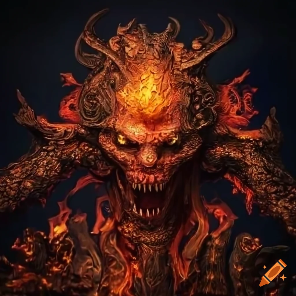 Fairytale metal monster breathing fire in stunning 8K detail on Craiyon