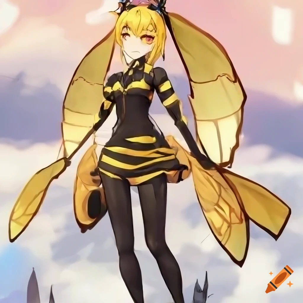 Vtuber concept art with multiple bee-themed poses on Craiyon