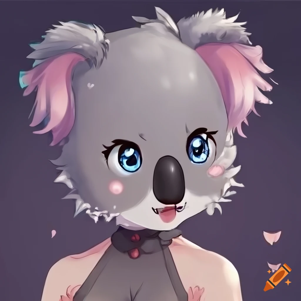 Anthropomorphic koala vtuber character on Craiyon