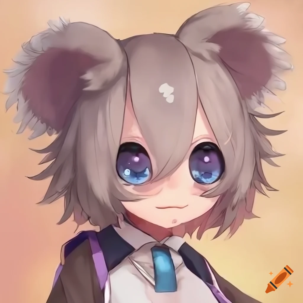 Anthropomorphic koala vtuber character on Craiyon