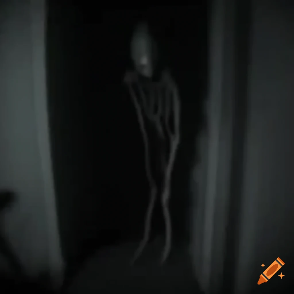 Eerie humanoid creature staring in distorted security camera footage on ...