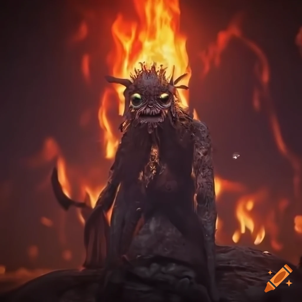 Fairytale metal monster breathing fire in stunning 8K detail on Craiyon