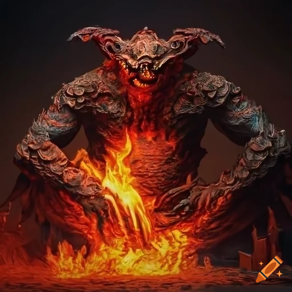 Fairytale metal monster with fire in stunning 8K detail on Craiyon
