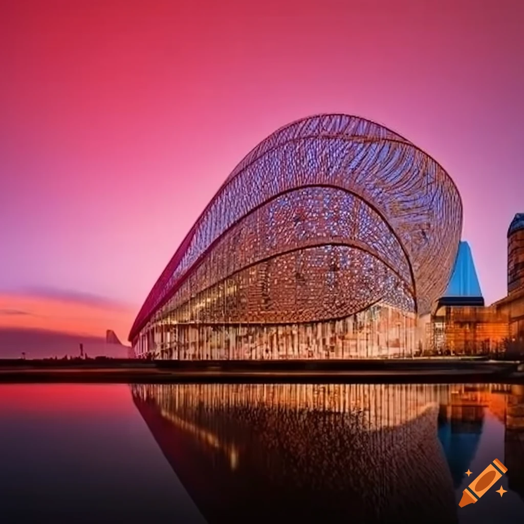 Modern architectural masterpiece with geometric curves by MVRDV on Craiyon