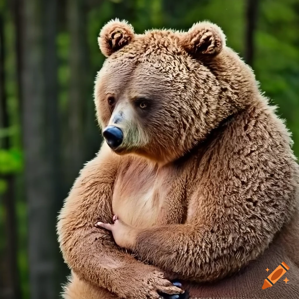 Anthropomorphic bear woman with voluptuous figure in nature on Craiyon