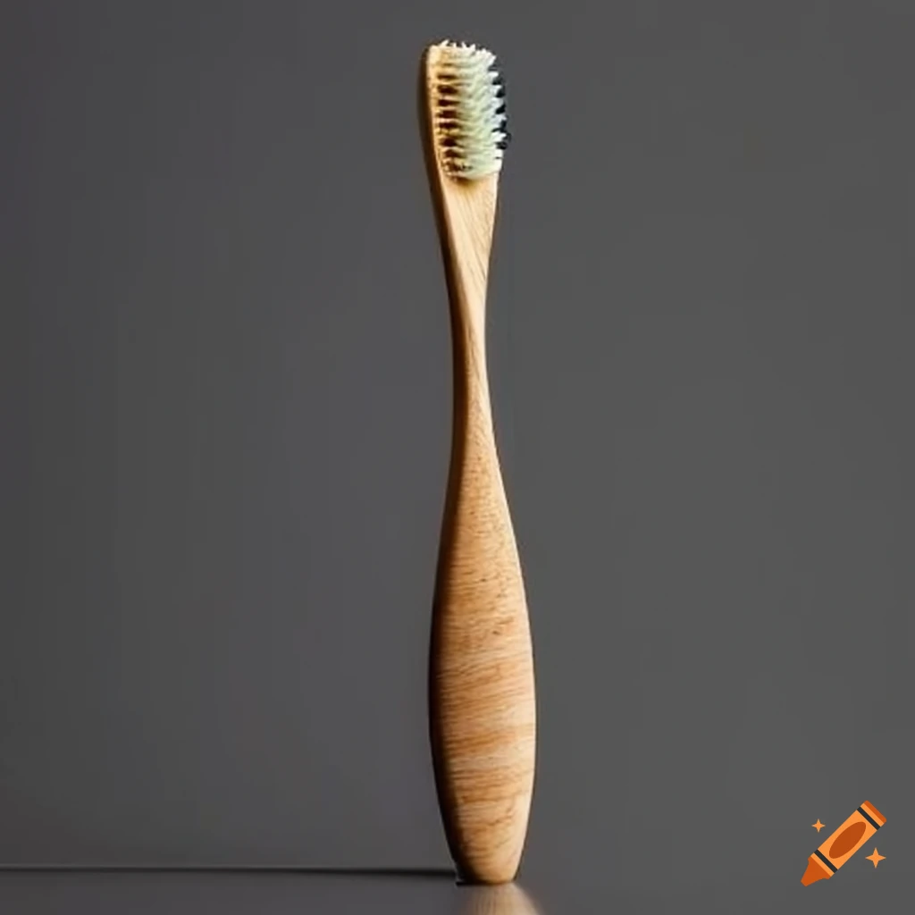 Eco-friendly natural wooden toothbrush on Craiyon