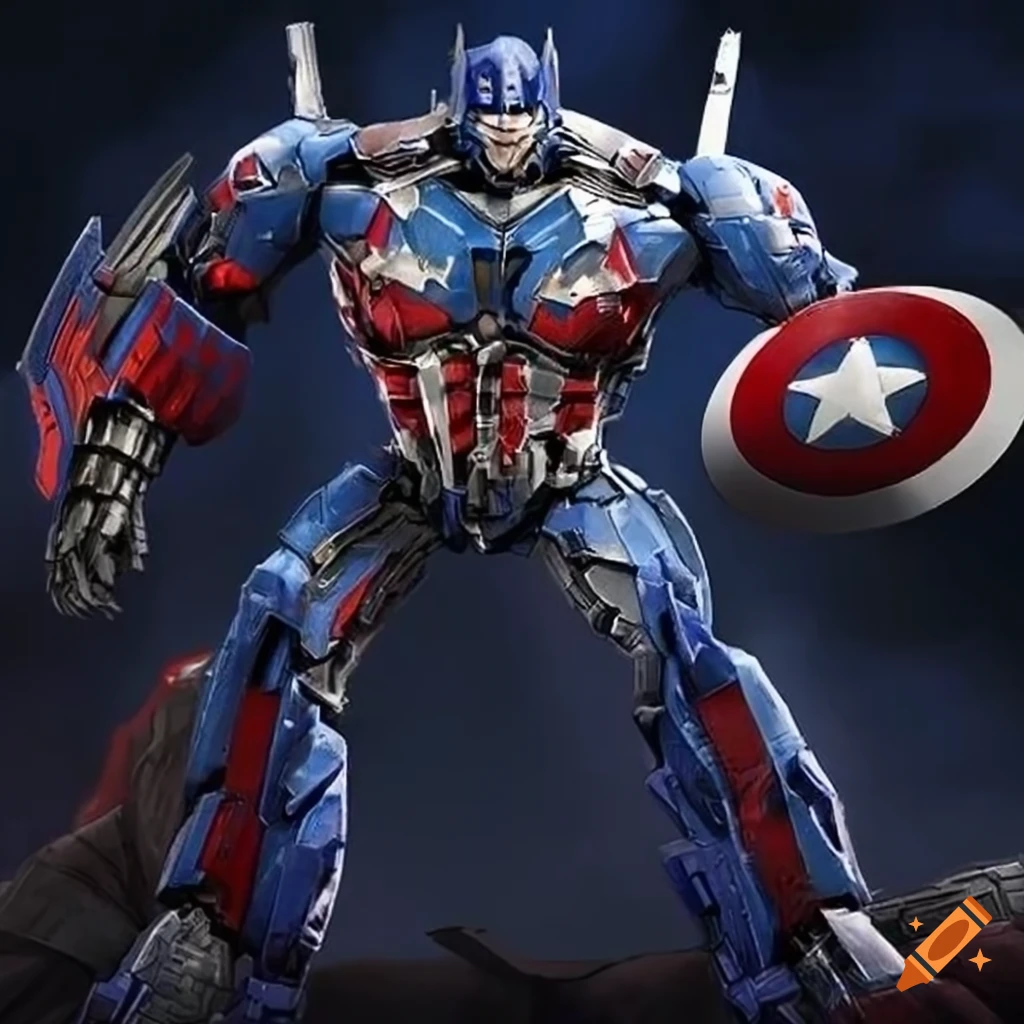 Optimus prime portrayed as captain america on Craiyon