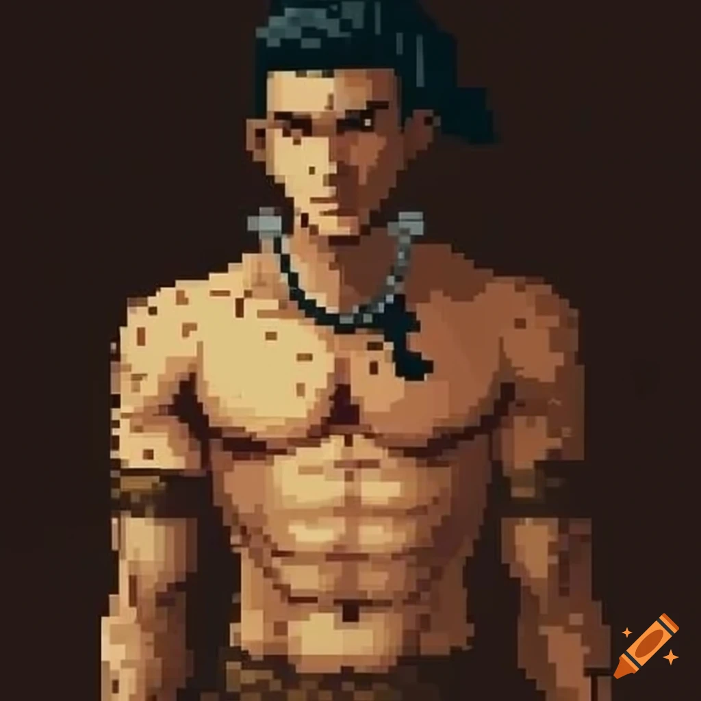 Masculine tan warrior with clean black hair in JRPG character portrait ...