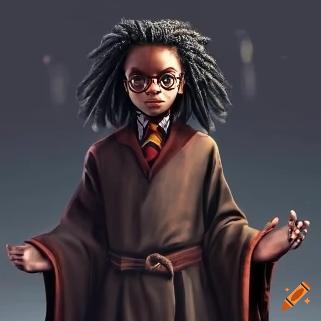 Student in black robes with rasta brown skin in a Harry Potter style on ...