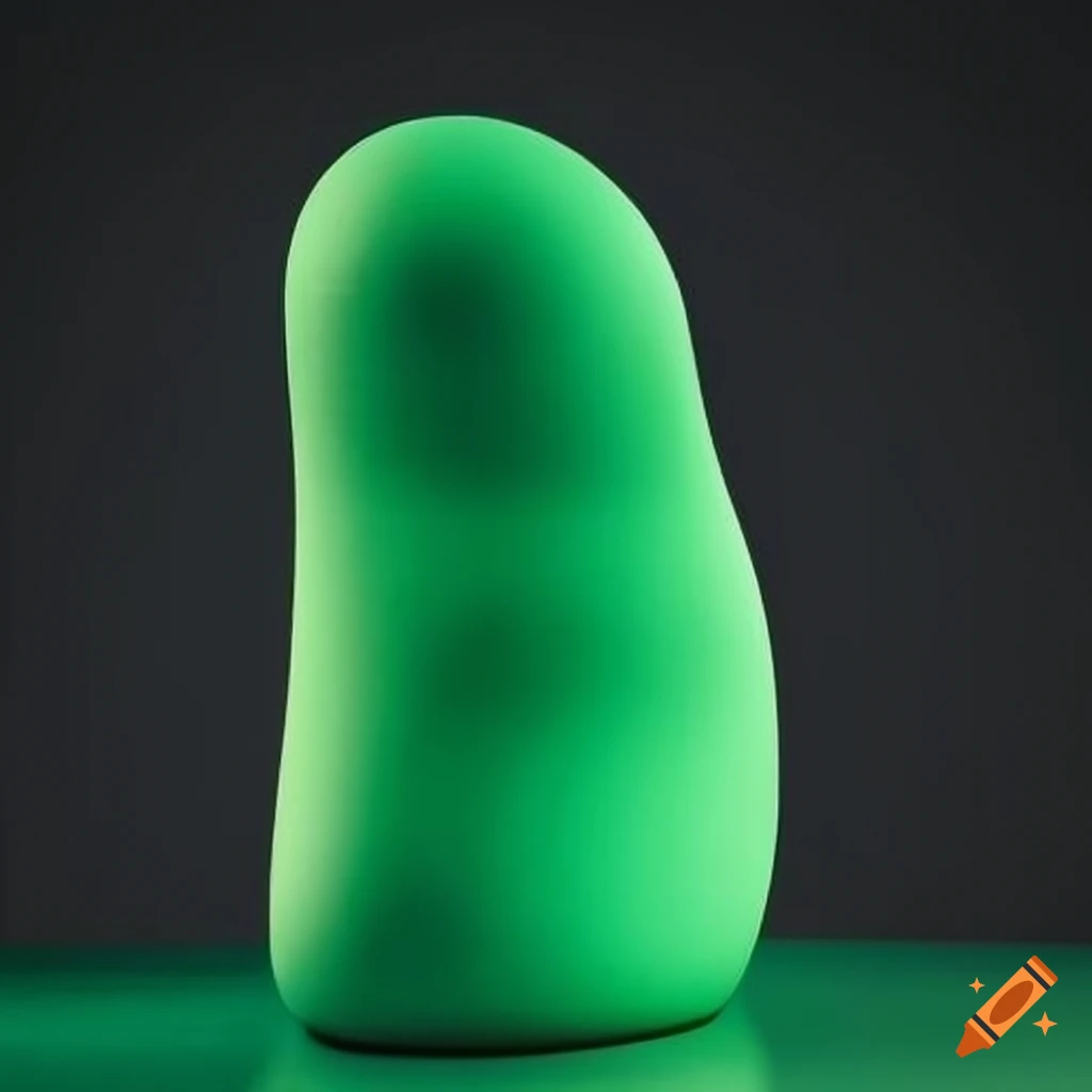 Abstract sculpture of a giant green blob on Craiyon