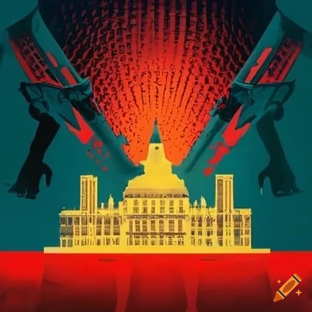 Propaganda poster depicting government overreach on Craiyon