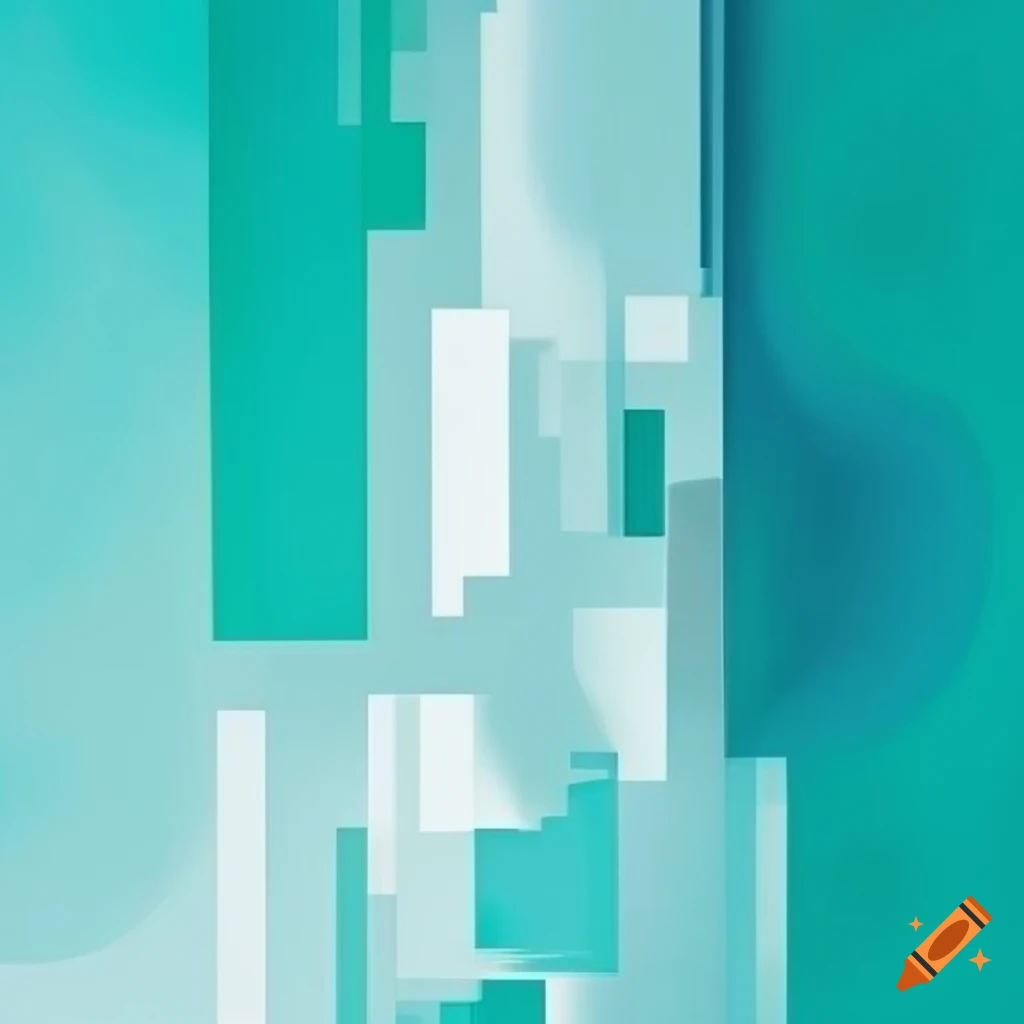 Modern cyan and white art poster with simple straight lines on Craiyon