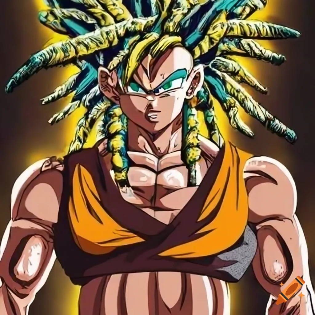 Saiyan in African attire with blond dreadlocks in Super Saiyan ...