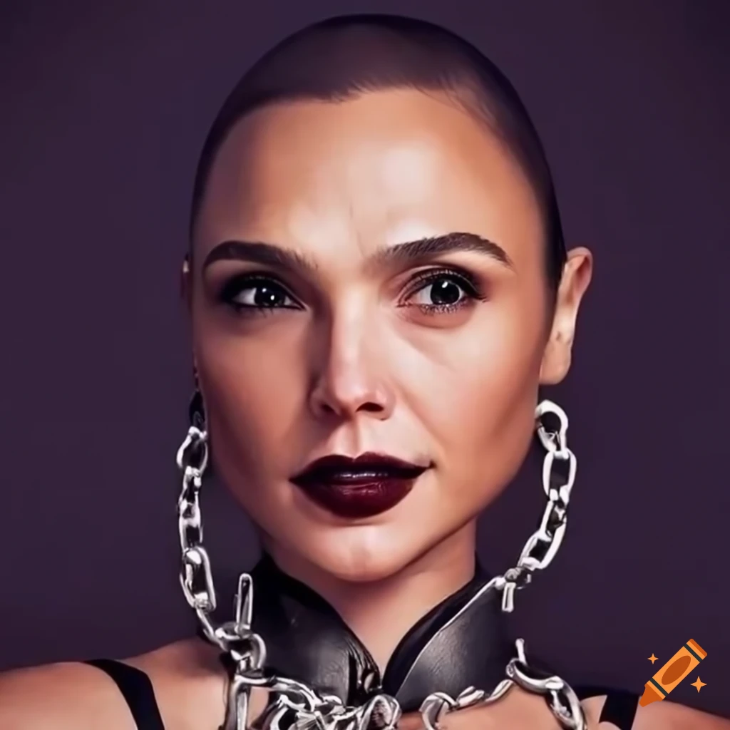 Gal Gadot in dramatic transformation with intricate makeup and chains ...