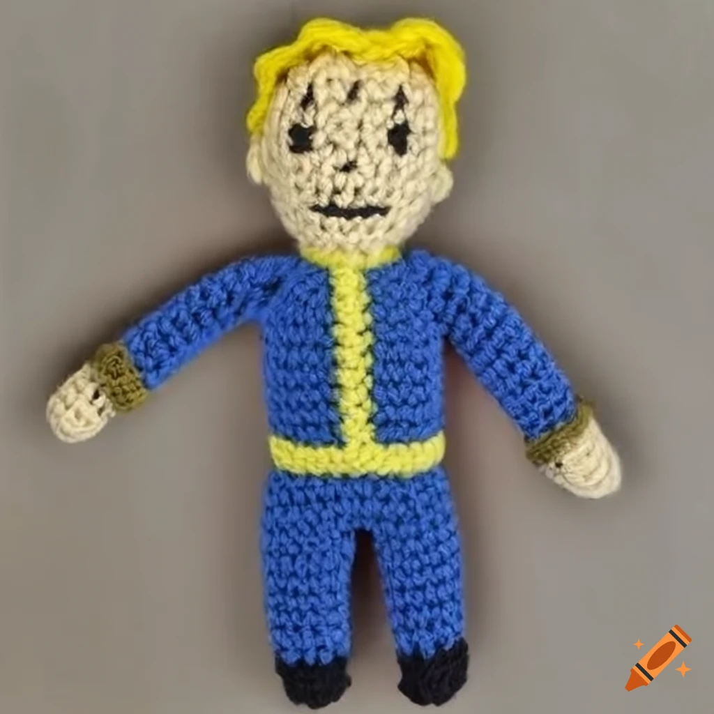 Crochet vault boy plushie on Craiyon