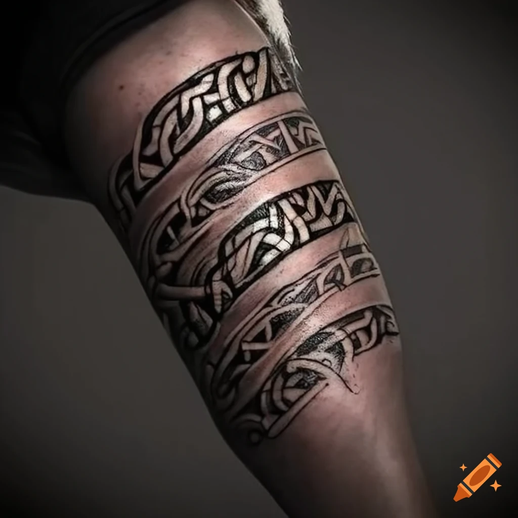 Viking armband tattoo with runes on Craiyon